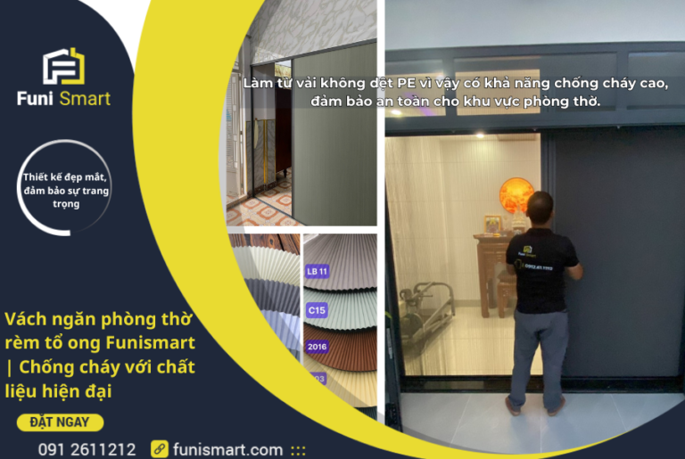 Vách ngăn phòng thờ rèm tổ ong | Vách ngăn tổ ong phòng thờ.