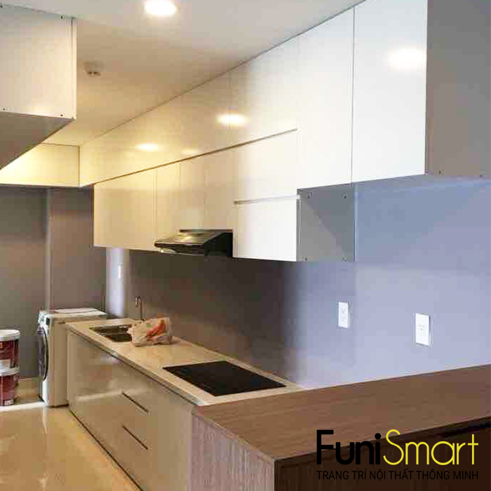 Tủ bếp Acrylic An Cường, Livas, Mộc Phát...INOX, Nhôm, MDF.